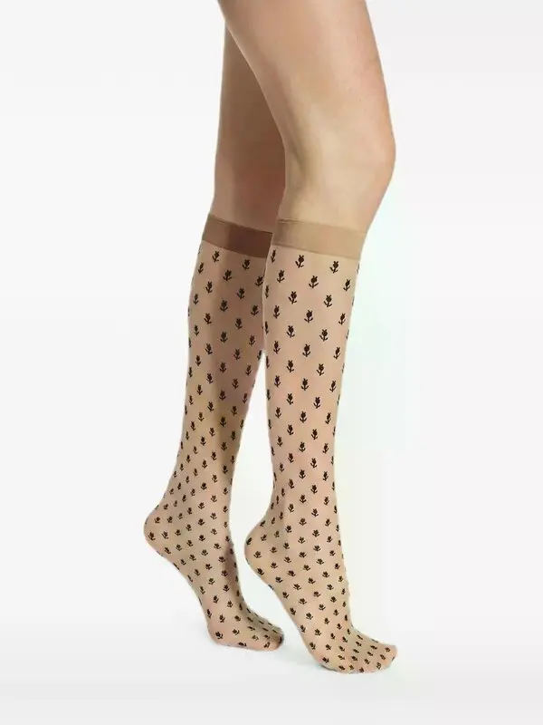 Wolford Blossom Floral-pattern Knee-high Socks