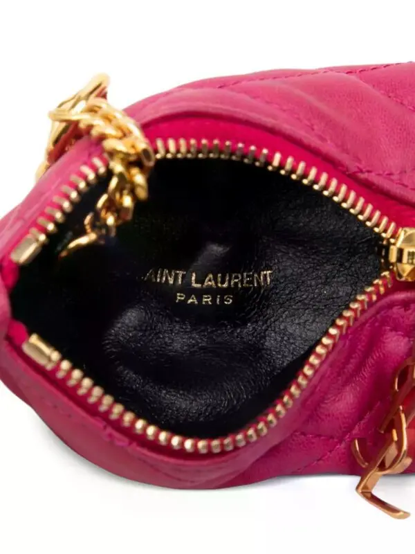 Saint Laurent 2021 Quilted Lambskin Berlingo Charm Coin Pouch