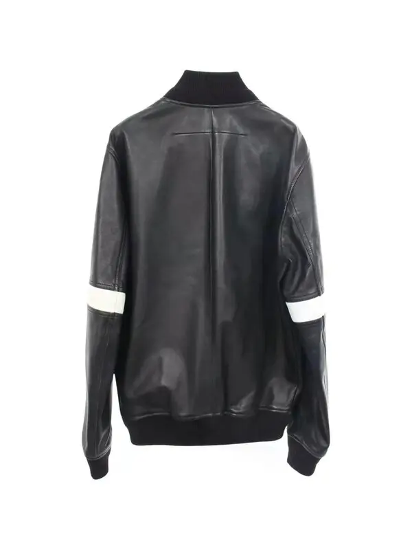 Givenchy And White Star Patch Leather Bomber Jacket