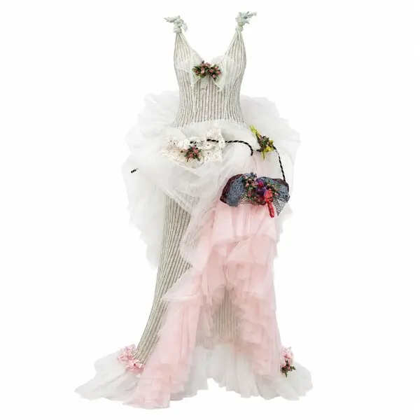 Miro Misljen Secret Garden Tulle Maxi Dress - White
