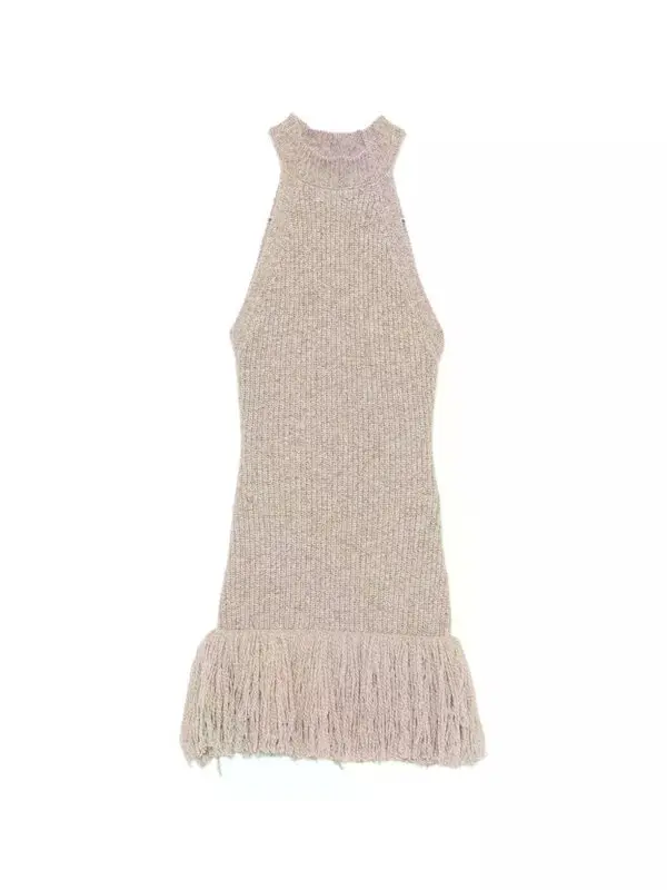 ELY ELY Fringe-trim Ribbed-knit Mini Dress