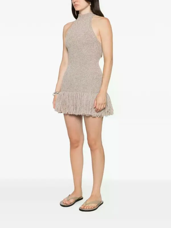 ELY ELY Fringe-trim Ribbed-knit Mini Dress