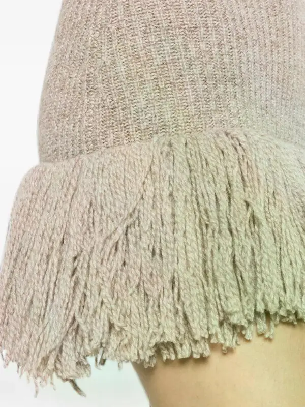 ELY ELY Fringe-trim Ribbed-knit Mini Dress