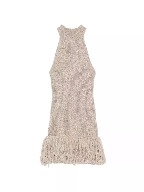 ELY ELY Fringe-trim Ribbed-knit Mini Dress