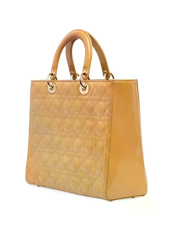 Dior 2012 Large Patent Cannage Lady Satchel - Neutrals