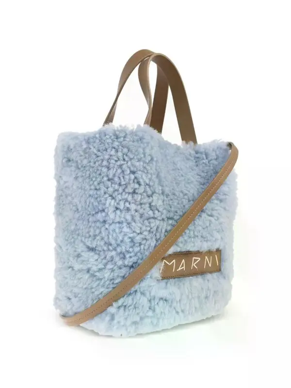 Marni Shearling Leather Tote Bag - Blue
