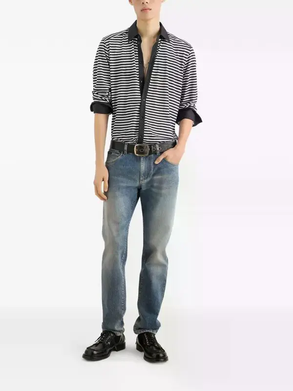 Dolce & Gabbana Striped Jersey Gold-shape Shirt
