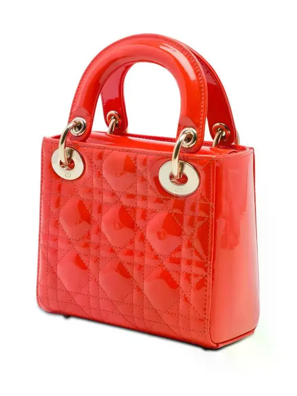 Dior Mini Patent Cannage Lady Satchel - Orange