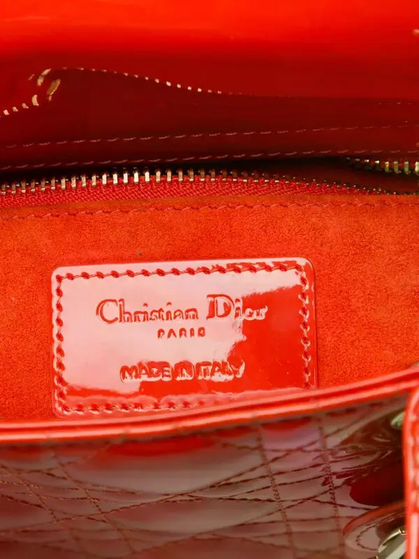 Dior Mini Patent Cannage Lady Satchel - Orange