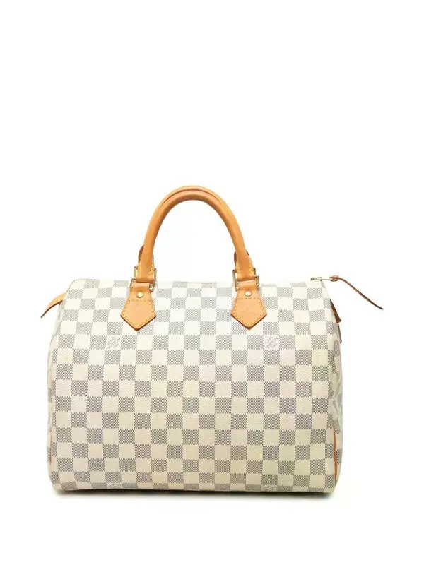 LOUIS VUITTON Damier Azur Speedy 30 Boston Bag - White