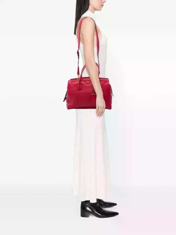 Prada Vitello Daino Zip Top Convertible Tote Satchel