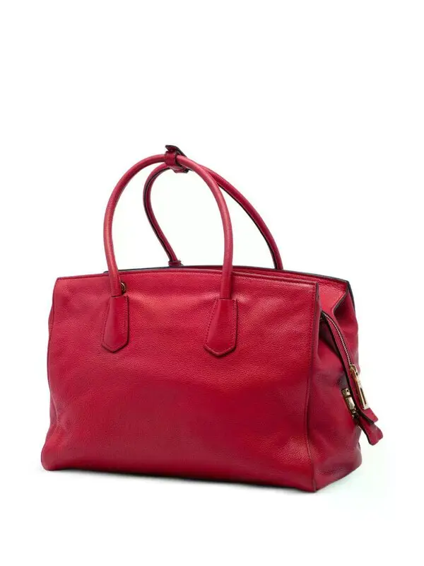 Prada Vitello Daino Zip Top Convertible Tote Satchel