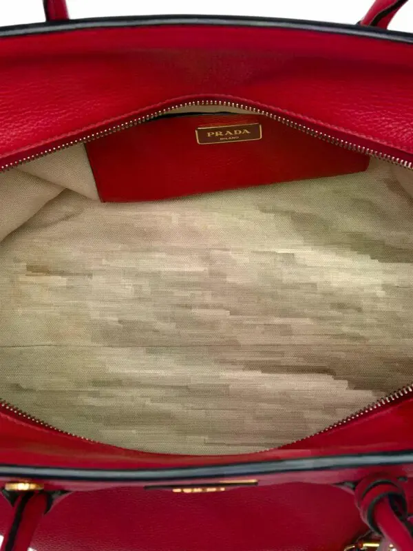Prada Vitello Daino Zip Top Convertible Tote Satchel