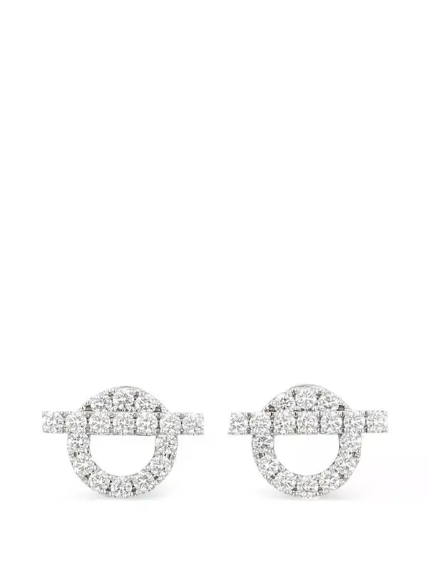 Hermès 18k White Gold Diamond Stud Earrings - Silver