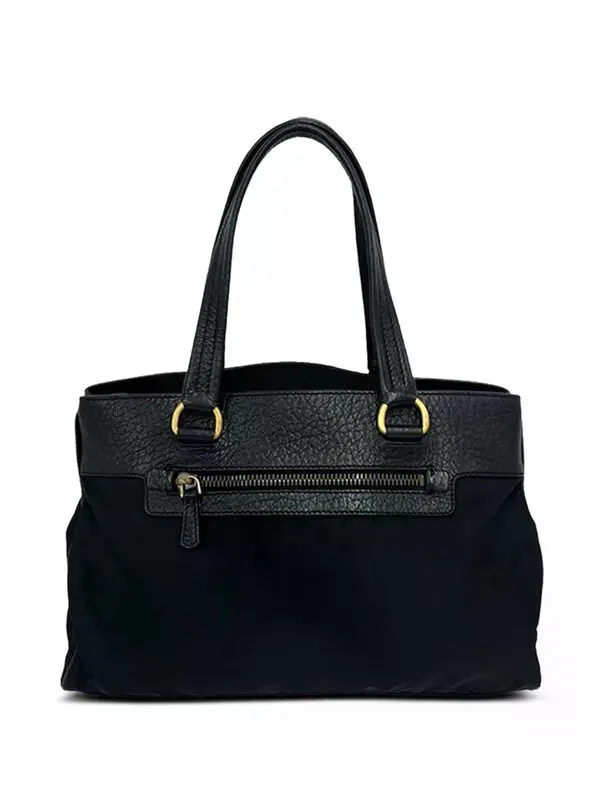 Prada Tessuto And Vitello Daino Tote Bag - Black