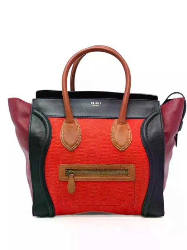 Celine 2010 Mini Multicolor Canvas And Leather Luggage Tote Bag