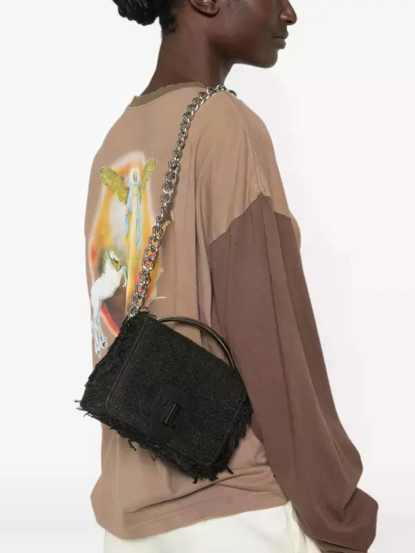 MSGM Bouclé Frayed-edge Mini Shoulder Bag