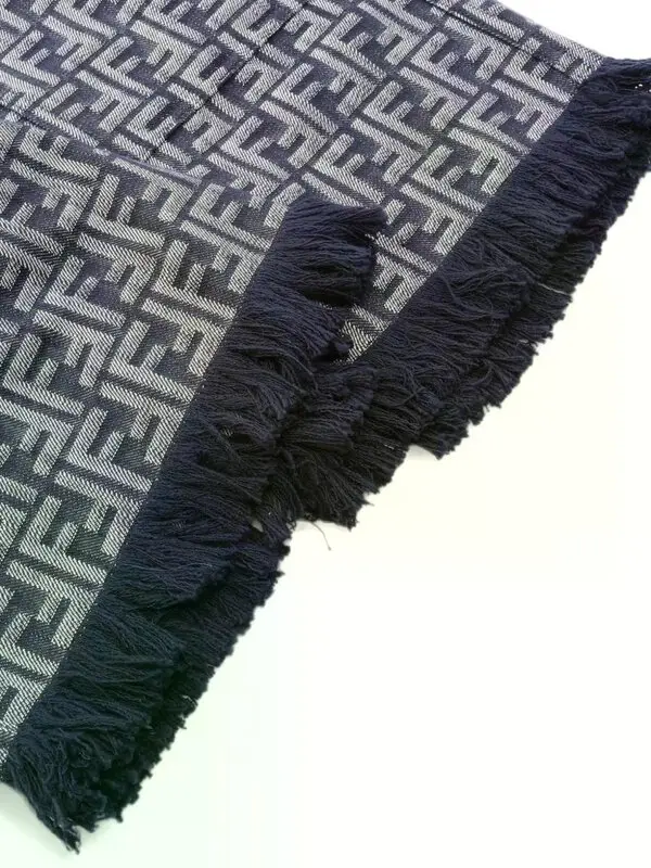 Fendi Zucca Monogram Denim Shorts With Fringe