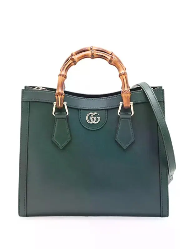 Gucci 2016-2026 Medium Calfskin Bamboo Diana Satchel - Green