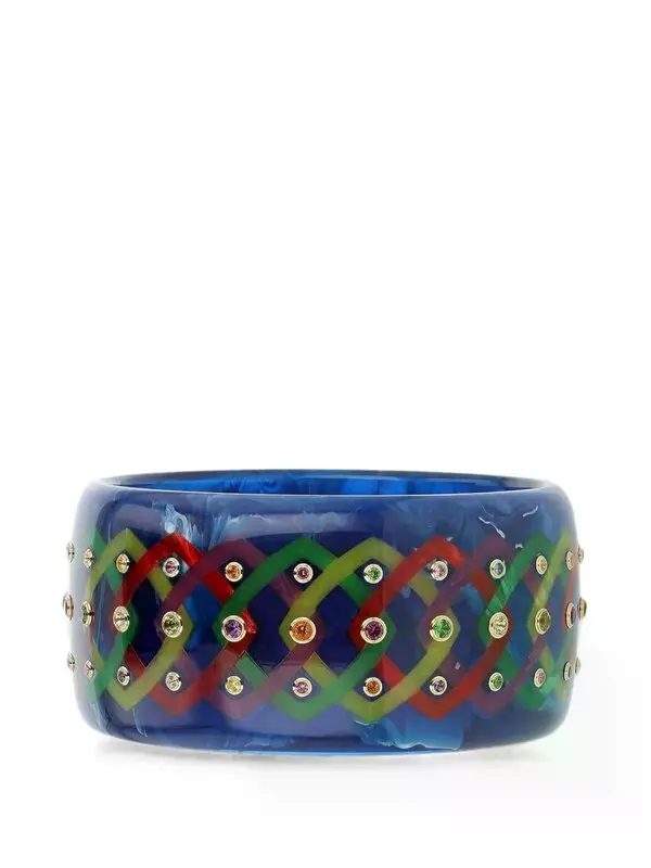 Mark Davis Lattice Multi Gems Bangle - Blue