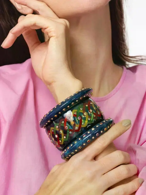 Mark Davis Lattice Multi Gems Bangle