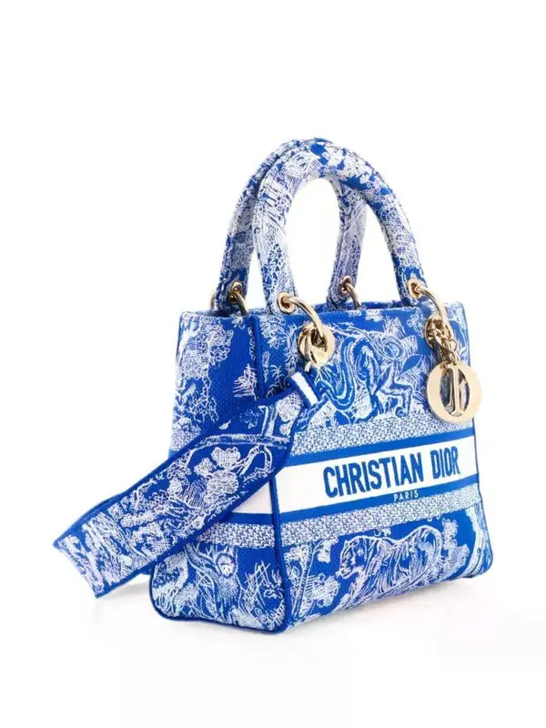 Dior Lady D-lite Bag Embroidered Canvas Medium Satchel