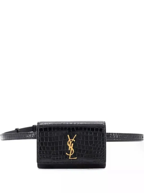 Saint Laurent Classic Monogram Kate Crocodile Embossed Leather Mini Belt Bag