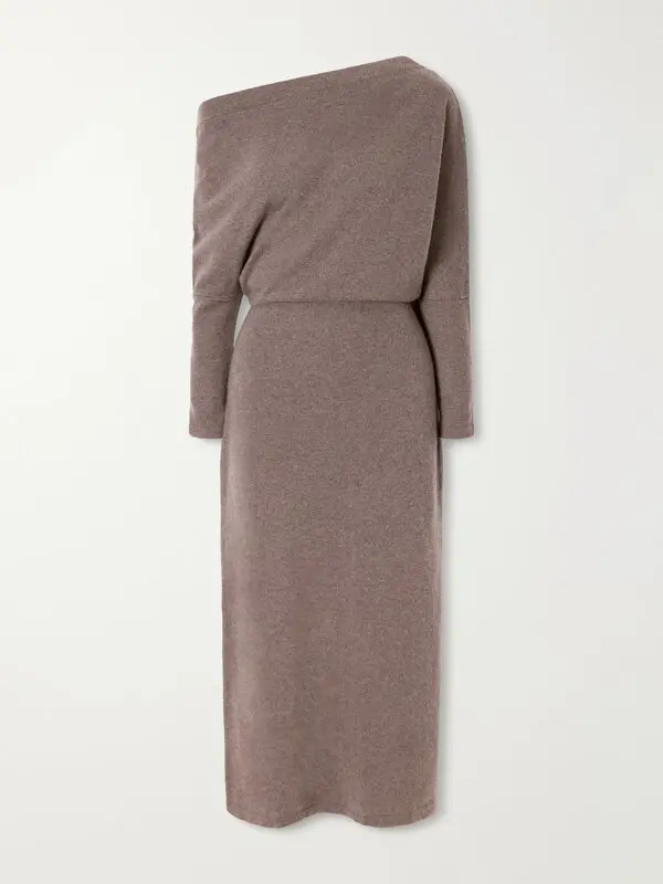 Altuzarra Kasos Asymmetric Cashmere Maxi Dress - Brown