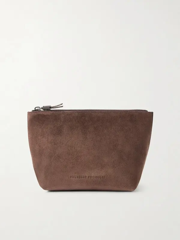 Brunello Cucinelli Suede Cosmetic Case - Brown