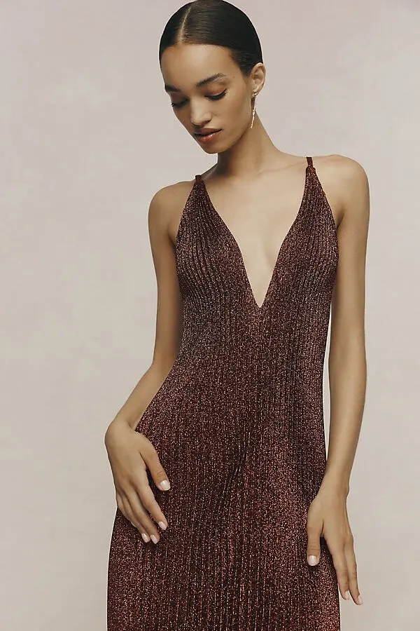 L'IDEE The Muse Plunge Gown - Chocolate