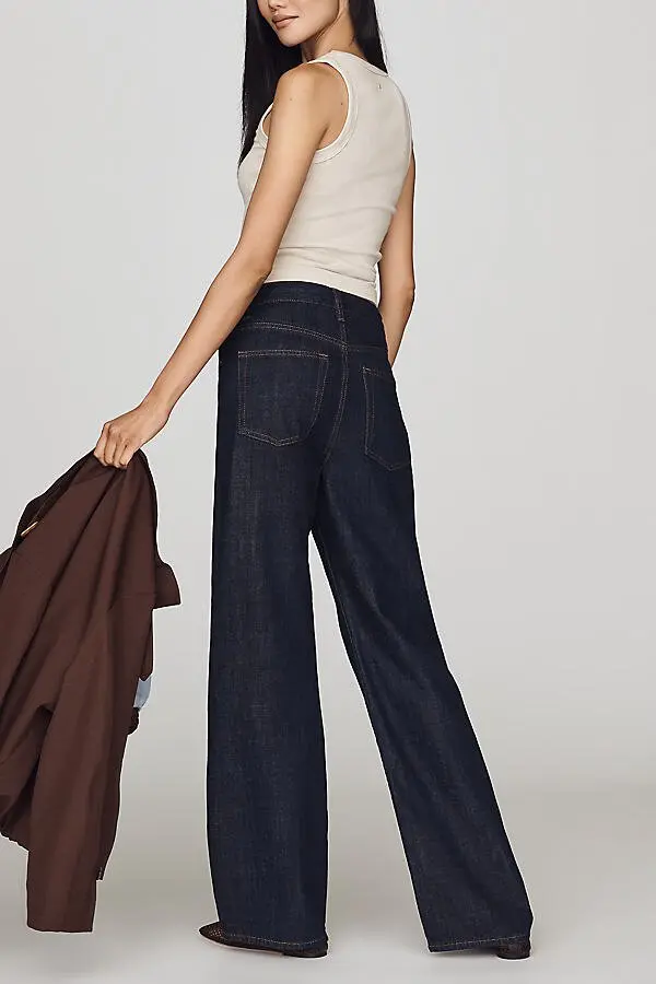 FRAME Off Duty High-rise Wide-leg Jeans - Rinser
