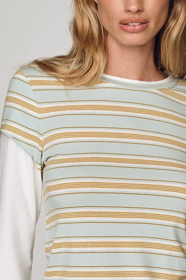 Anthropologie Evan Long-sleeve Twofer Top - Blue Stripe