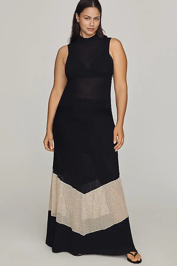 Anthropologie Sheer Panel Midi Dress