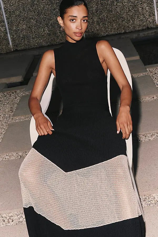 Anthropologie Sheer Panel Midi Dress