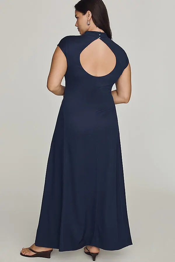 Anthropologie Mock-neck Slim Midi Dress - Naval Academy