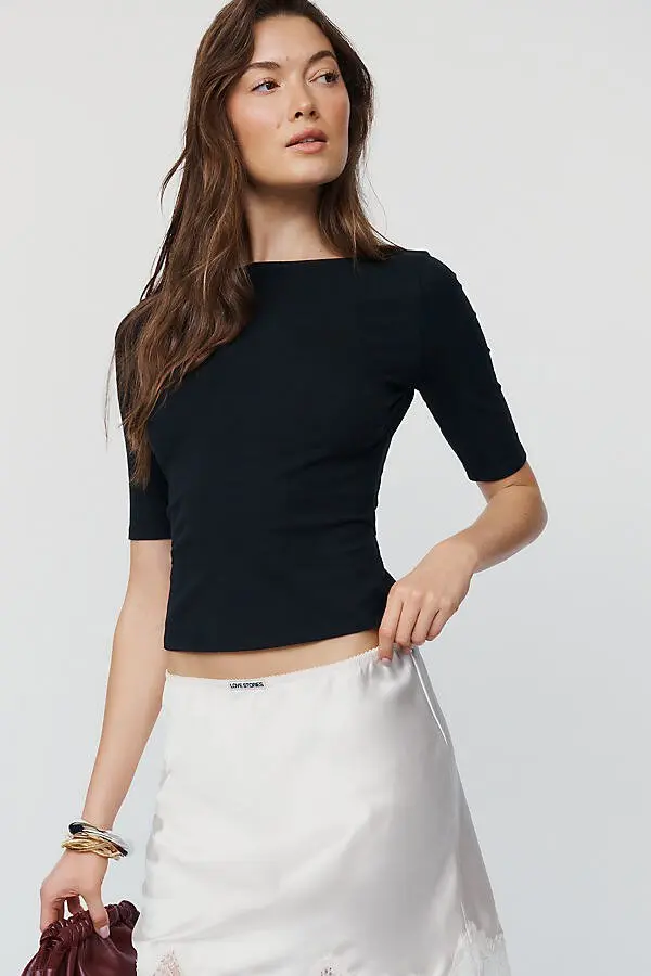 REFORMATION Santo Knit Top - Black