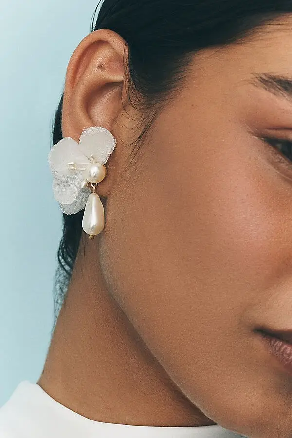 TWIGS & HONEY Silk Petal Baroque Earrgs