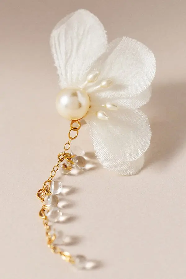 TWIGS & HONEY Silk Petal Crystal Danglg Earrgs