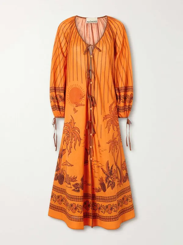 ALEMAIS Boathouse Printed Cotton-voile Midi Dress