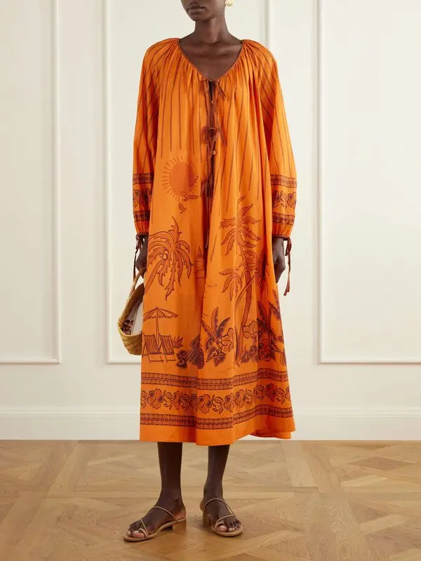 ALEMAIS Boathouse Printed Cotton-voile Midi Dress