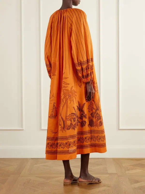 ALEMAIS Boathouse Printed Cotton-voile Midi Dress
