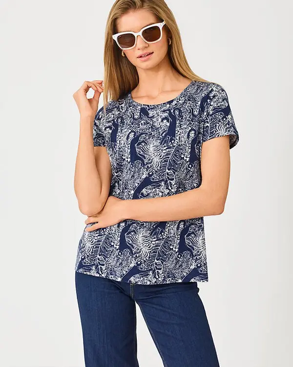 Lilly Pulitzer® Etta Scoop Neck Top - Navy