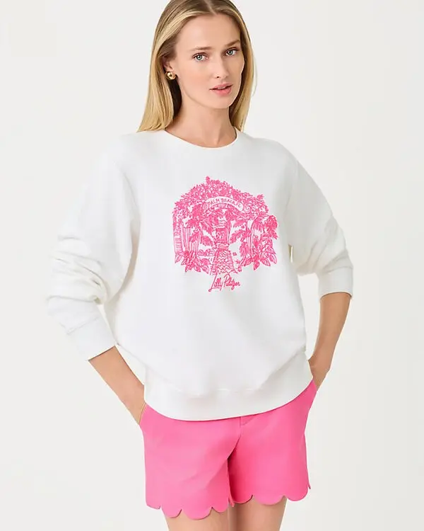 Lilly Pulitzer® Ballad Cotton Sweatshirt - Resort White Nantucket Destination Graphic