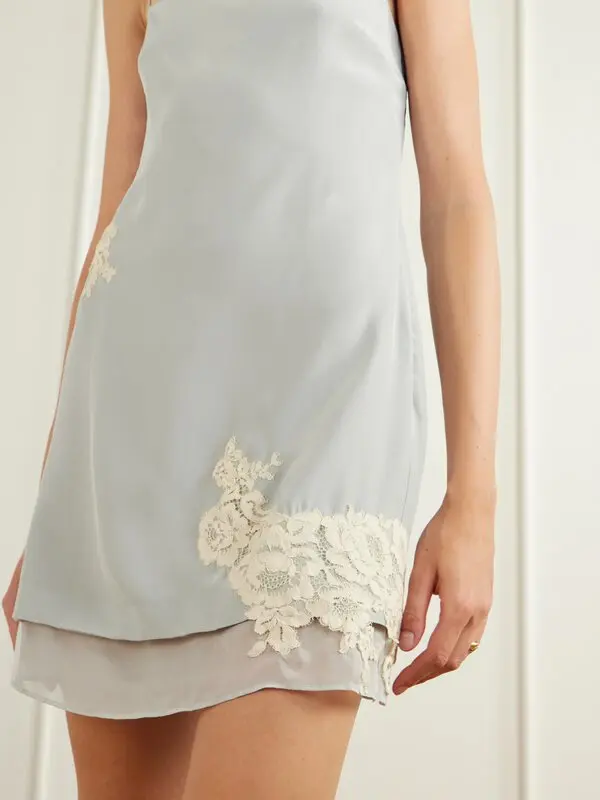 SIR. Noria Lace-trimmed Silk Crepe De Chine Mini Dress