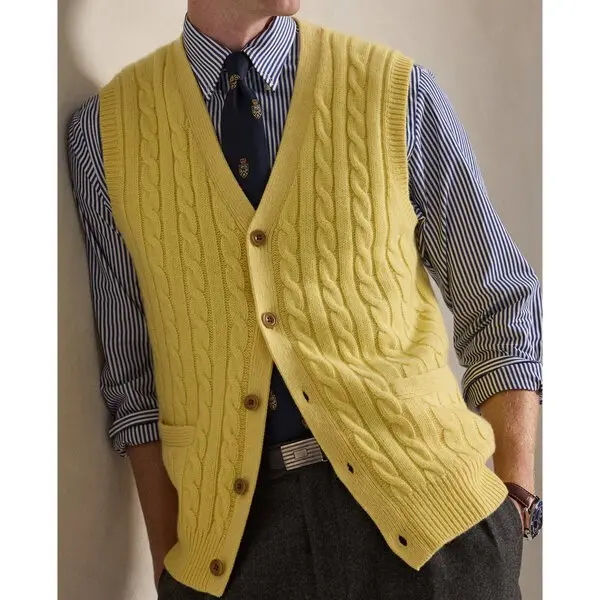 Ralph Lauren Cable-knit Wool-cashmere Sweater Vest