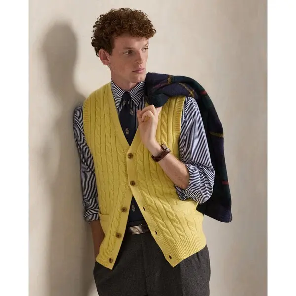 Ralph Lauren Cable-knit Wool-cashmere Sweater Vest