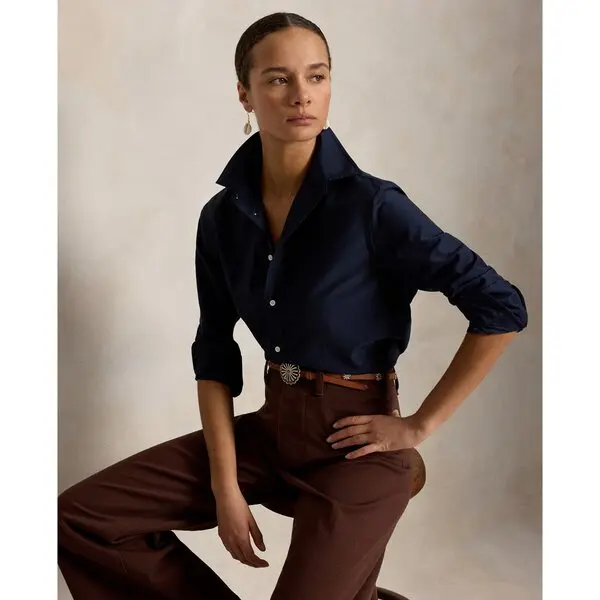 Ralph Lauren Relaxed Fit Cotton-silk Shirt - Hunter Navy