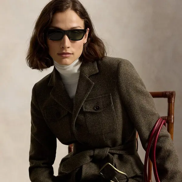 Ralph Lauren Belted Herringbone Utility Jacket - Loden Herringbone