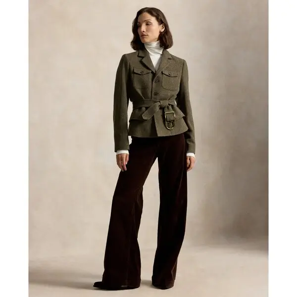 Ralph Lauren Belted Herringbone Utility Jacket - Loden Herringbone