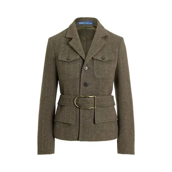 Ralph Lauren Belted Herringbone Utility Jacket - Loden Herringbone